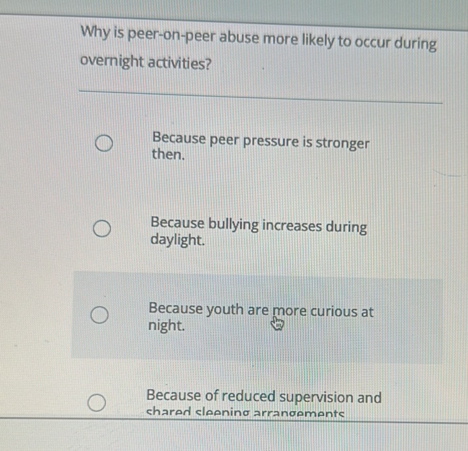 Why is peer-on-peer abuse more likely to