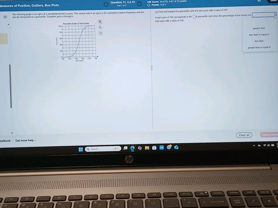 (a) Find and interpret the percentile rank | StudyX