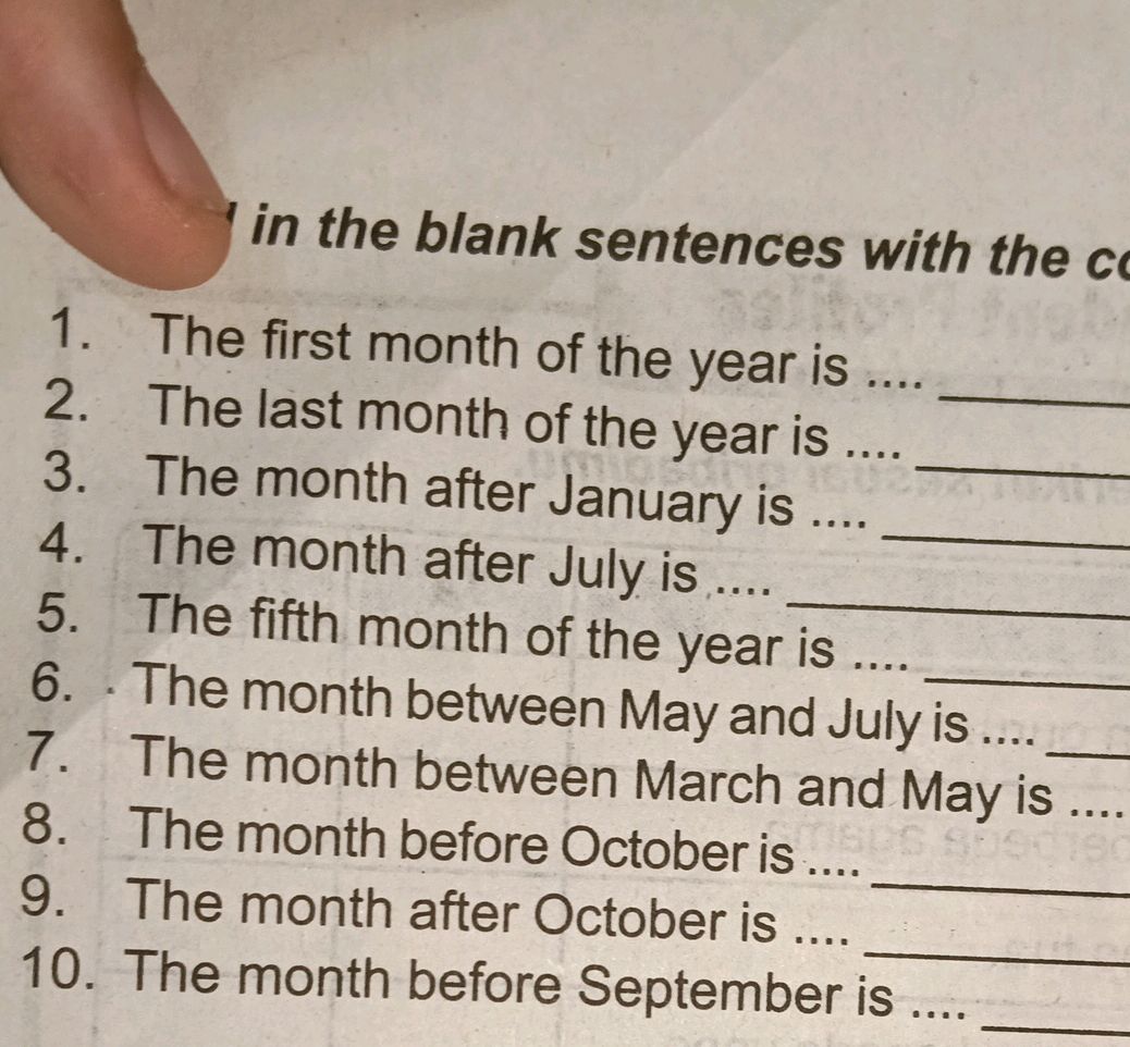 1. The first month of the year is .... 2. | StudyX