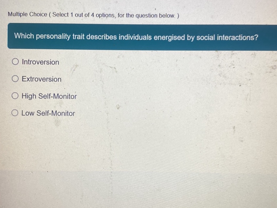 Which personality trait describes | StudyX