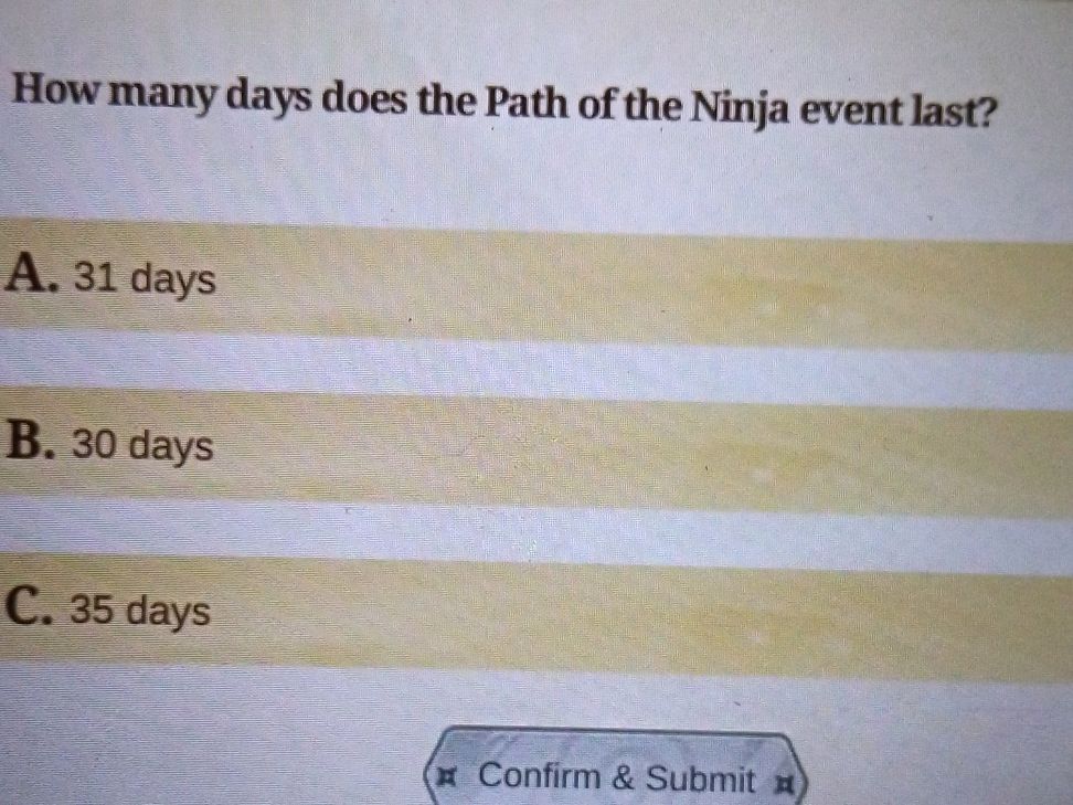 How many days does the Path of the Ninja | StudyX