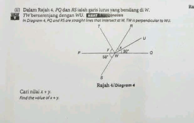 (ii) Dalam Rajah 4, PQ dan RS ialah garis | StudyX