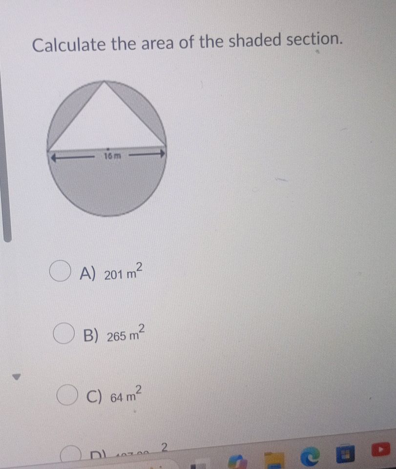 Calculate the area of the shaded section. | StudyX