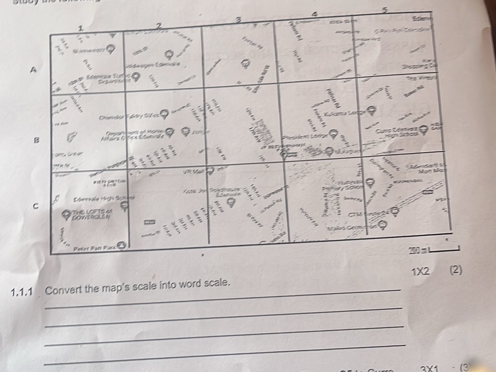 1.1.1 Convert the map's scale into word | StudyX