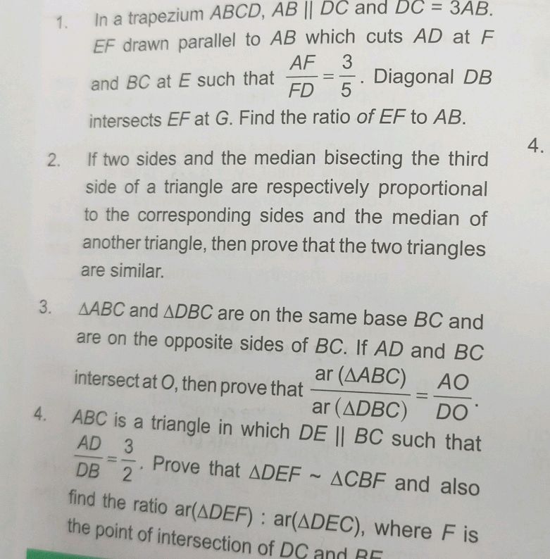 1. In a trapezium ABCD, AB || DC and DC = | StudyX