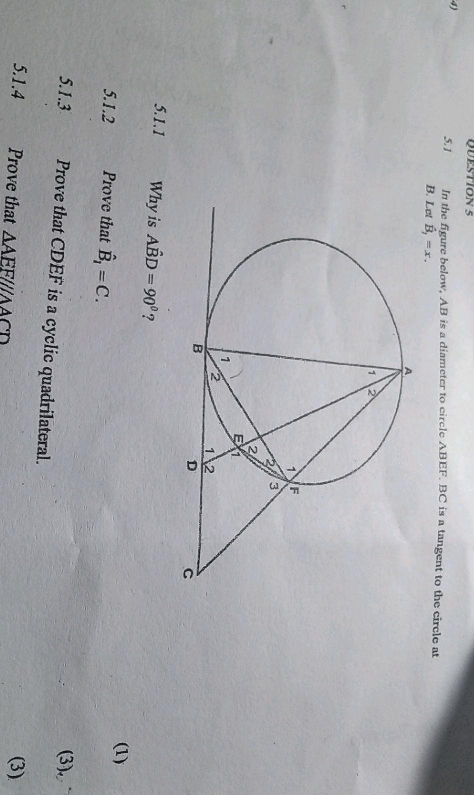 5. 1 In the figure below, AB is a diameter | StudyX