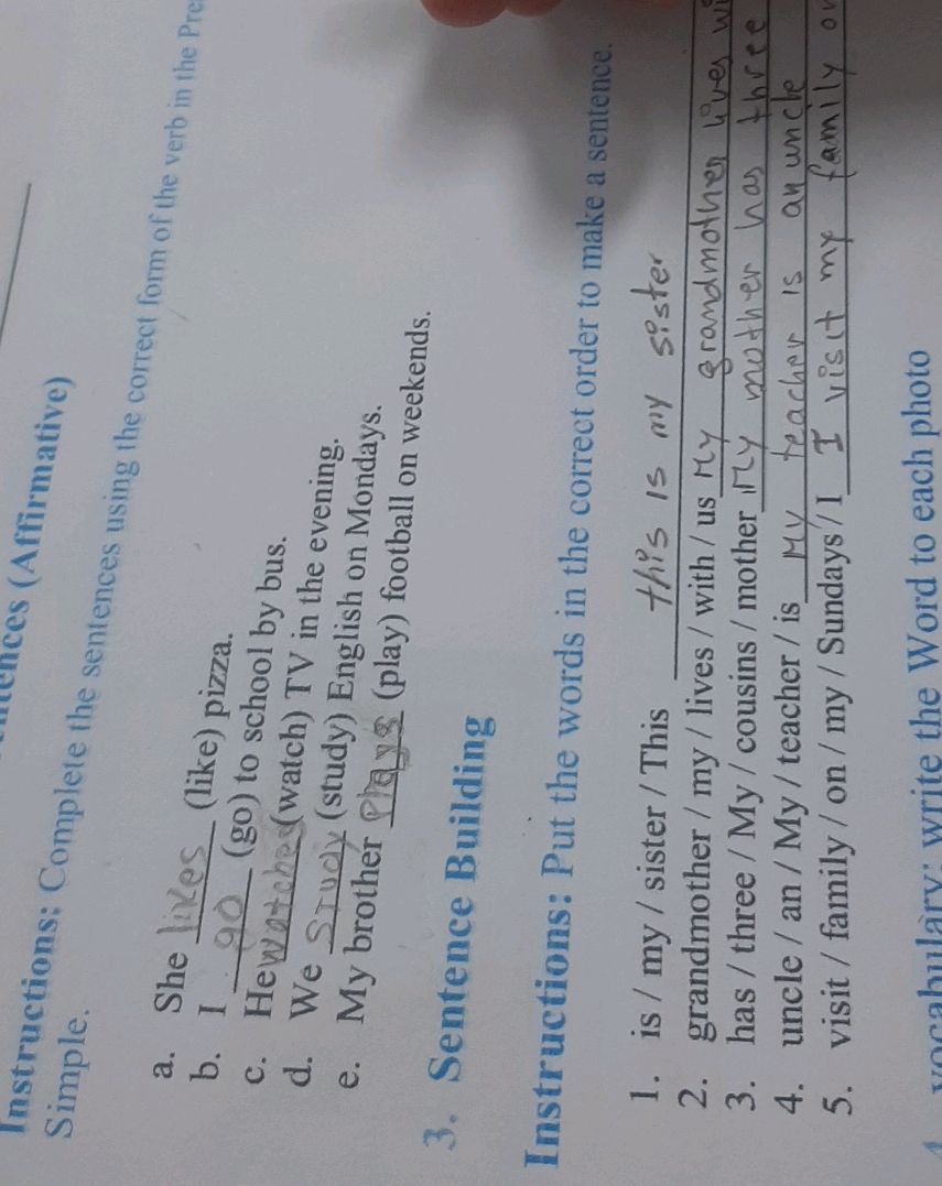 Instructions: Complete the sentences using | StudyX