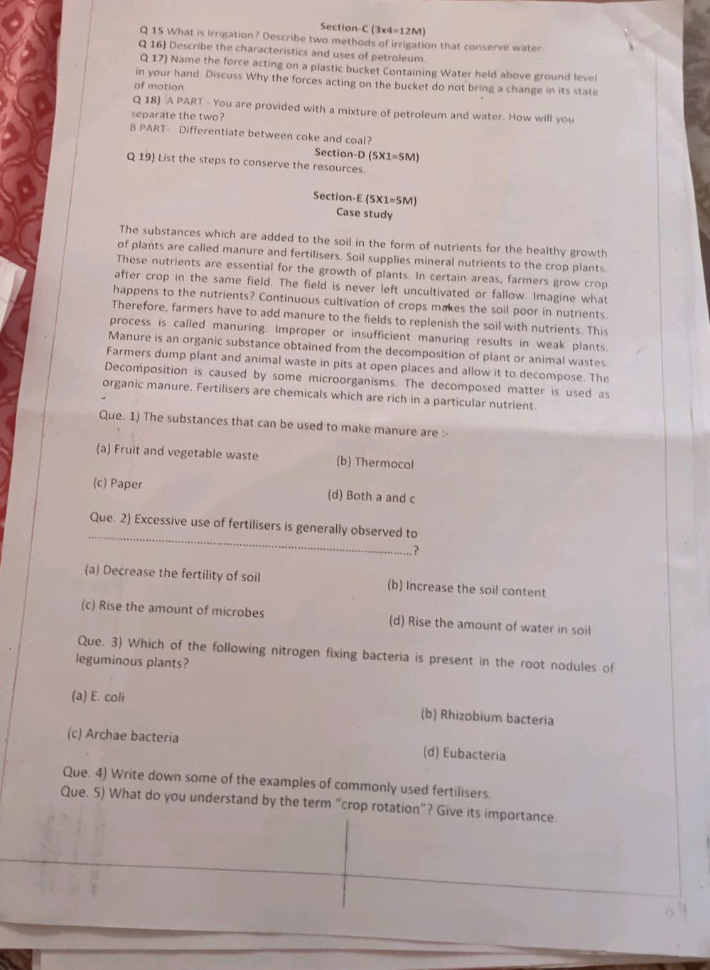Q 15 What is Irrigation? Describe two | StudyX