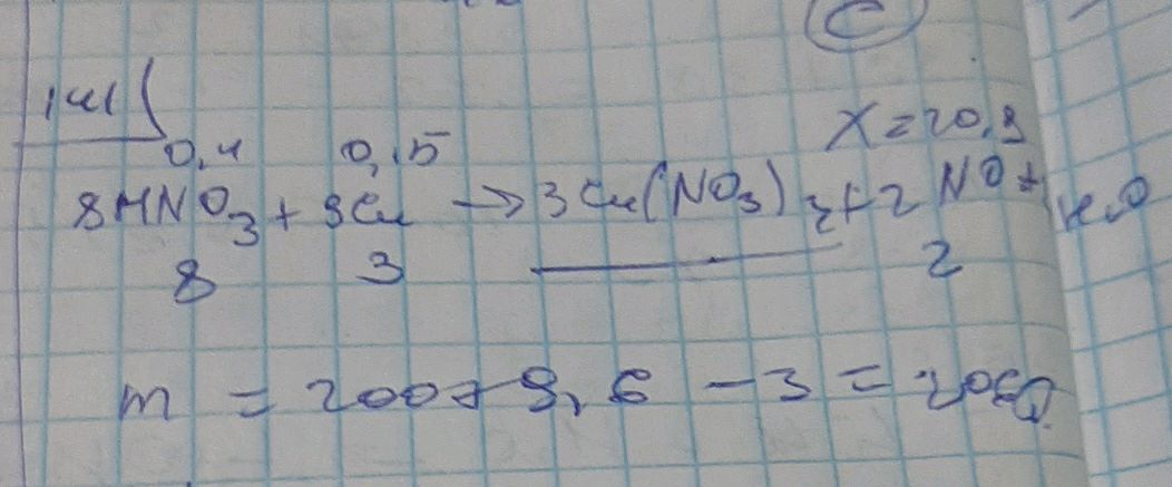 141 0.4 0.15 8HNO3 + 3Cu -> 3Cu(NO3)2 + 2NO | StudyX