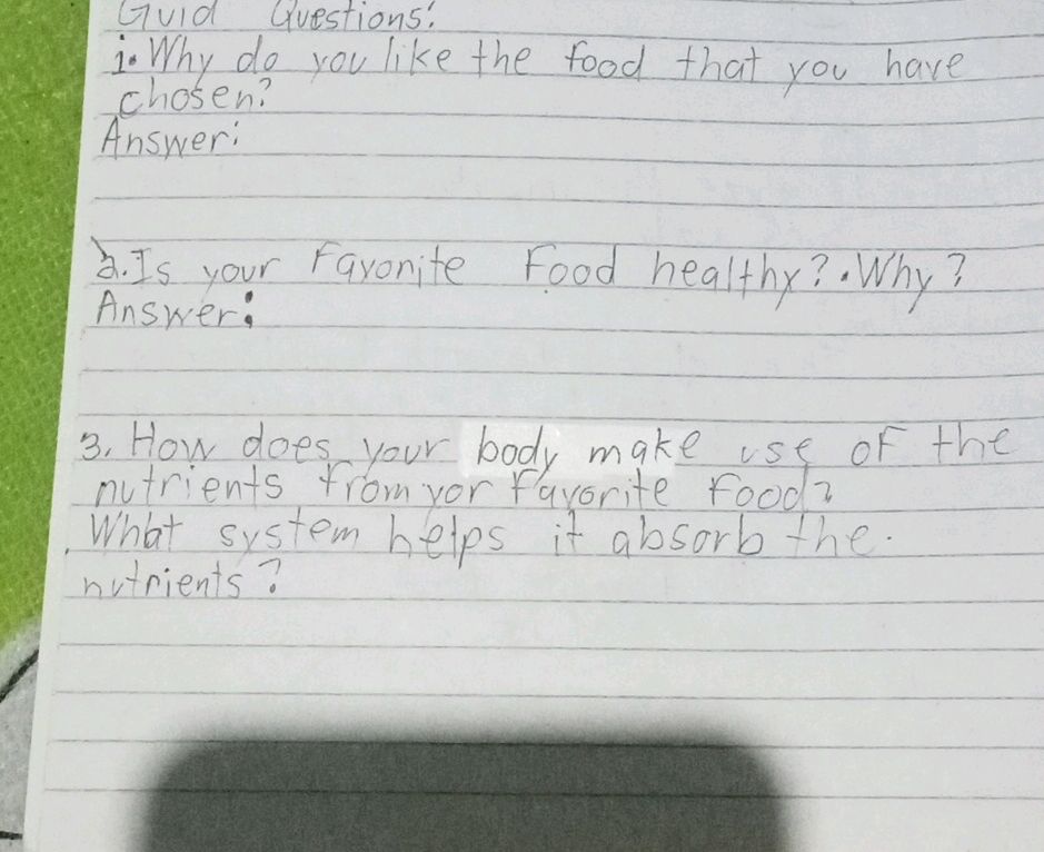 Guid Questions! 1. Why do you like the food | StudyX