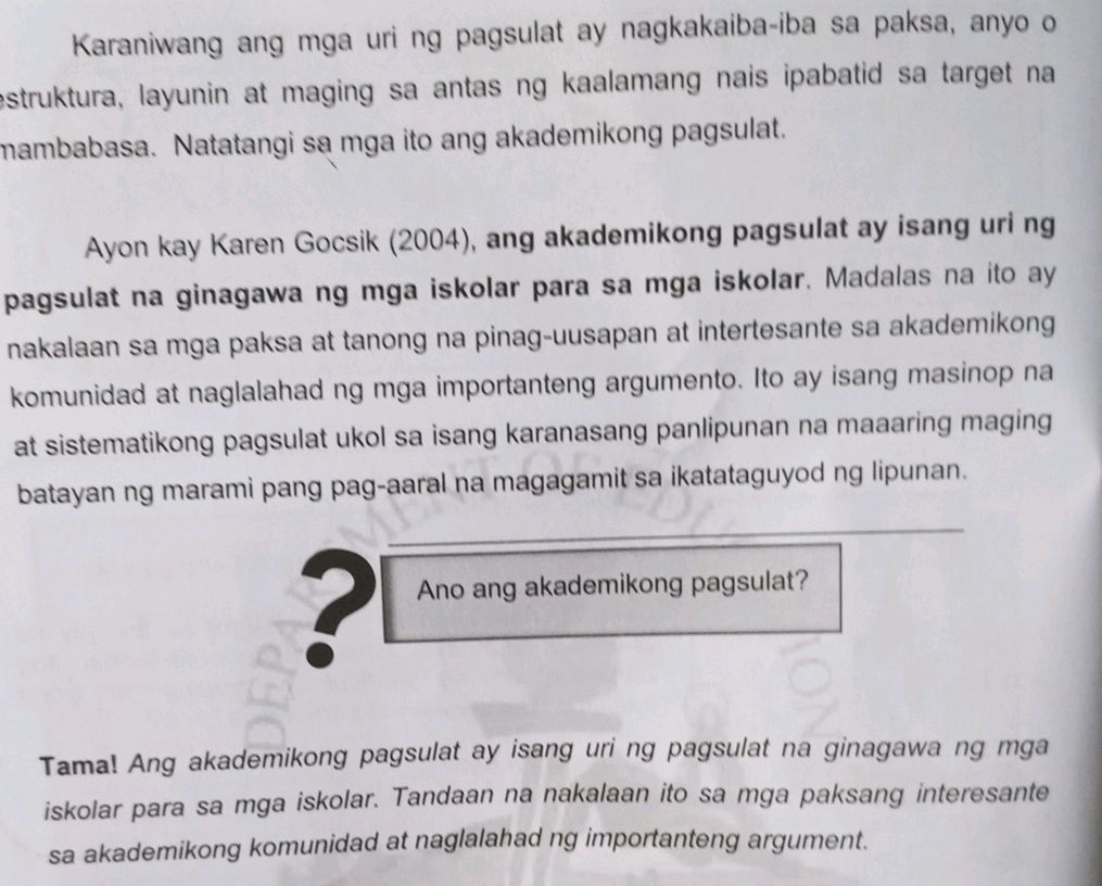 Ano ang akademikong pagsulat? Tama! Ang | StudyX