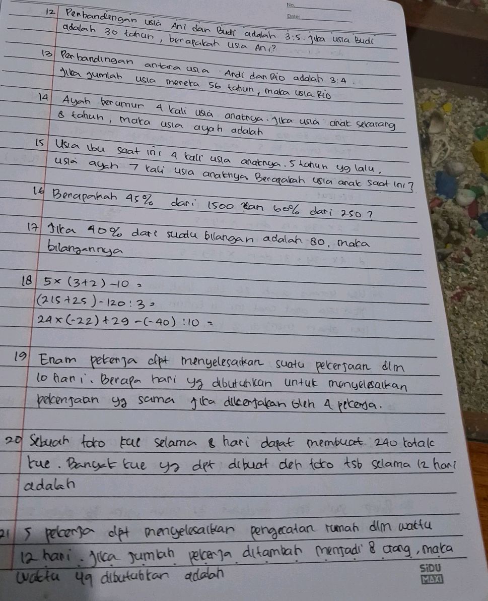 12. Perbandingan usia Ani dan Budi adalah | StudyX