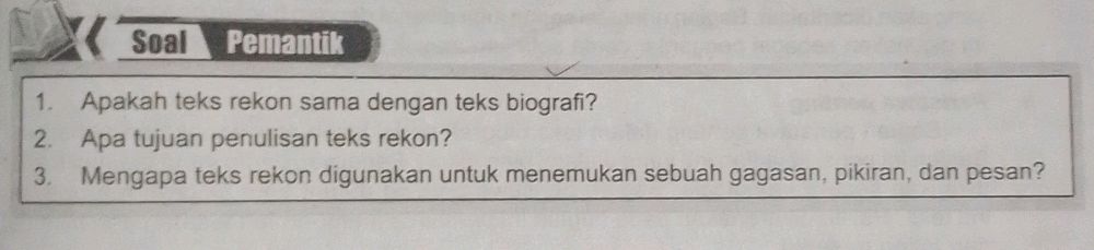 1. Apakah teks rekon sama dengan teks | StudyX