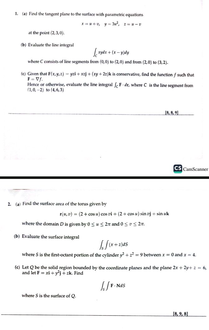 1. (a) Find the tangent plane to the surface | StudyX