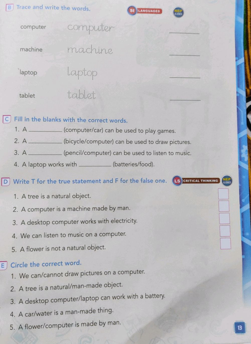 B Trace and write the words. computer | StudyX