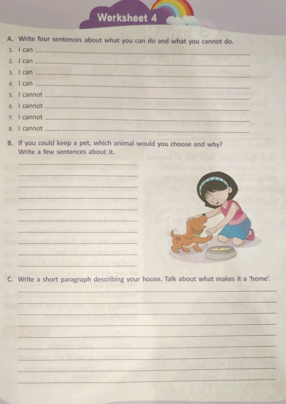 A. Write four sentences about what you can | StudyX