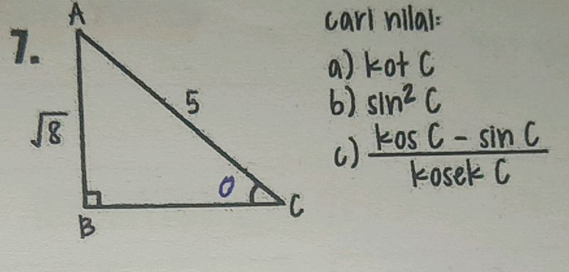 7. Given a right triangle with side lengths | StudyX