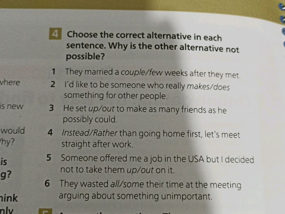 4 Choose the correct alternative in each | StudyX