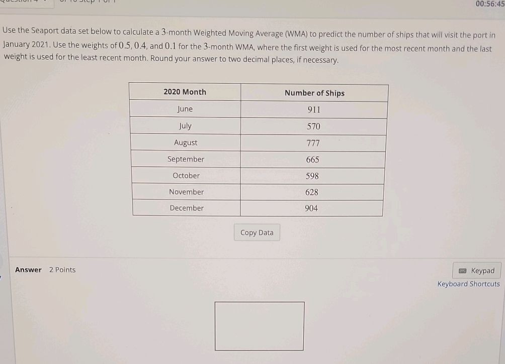 Use the Seaport data set below to calculate | StudyX