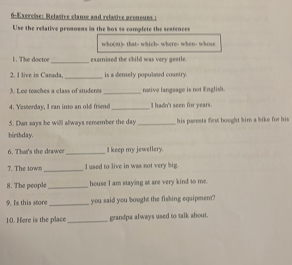 6-Exercise: Relative clause and relative | StudyX