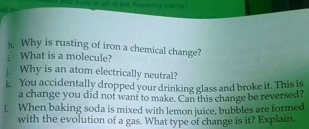 h. Why is rusting of iron a chemical change? | StudyX