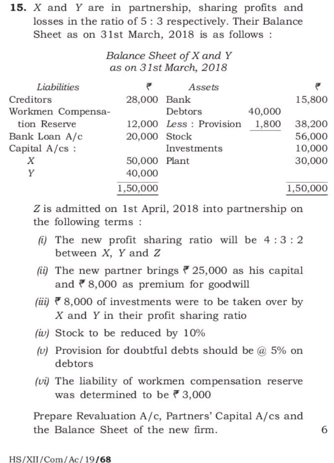 15. X and Y are in partnership, sharing | StudyX
