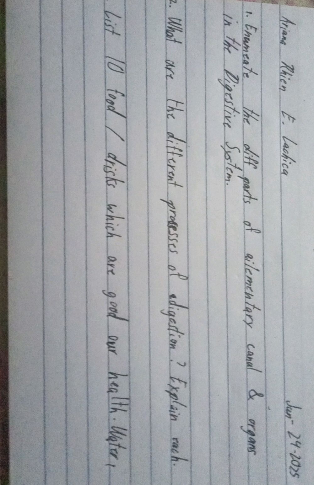 1. Enumerate the diff parts of ailementary | StudyX