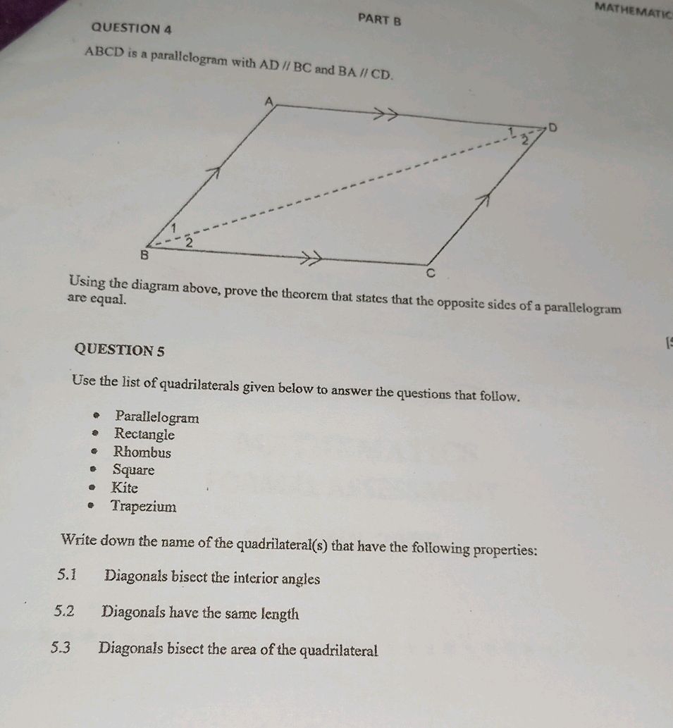QUESTION 4 ABCD is a parallelogram with AD | StudyX