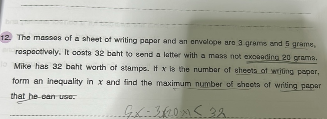 The masses of a sheet of writing paper and | StudyX