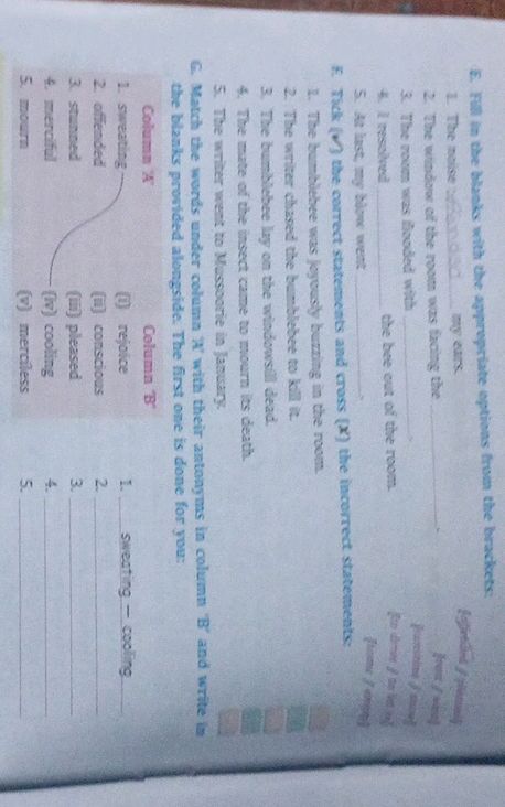 E. Fill in the blanks with the appropriate | StudyX