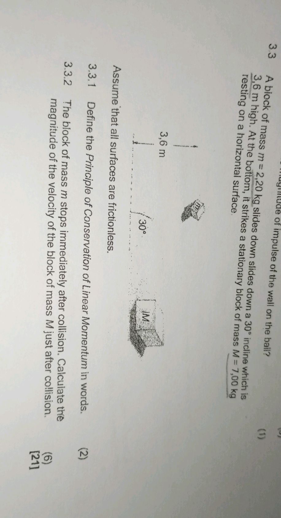 3.3 A block of mass m = 2,20 kg slides down | StudyX