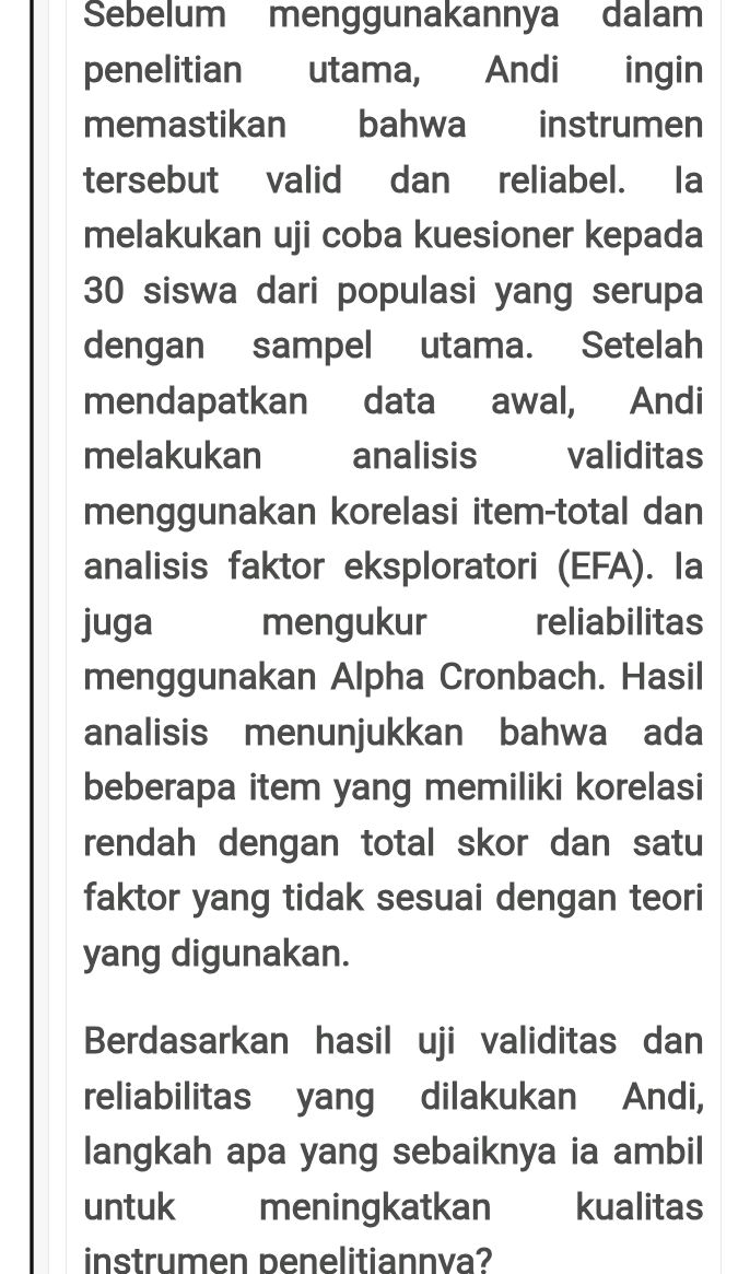 Sebelum menggunakannya dalam penelitian | StudyX