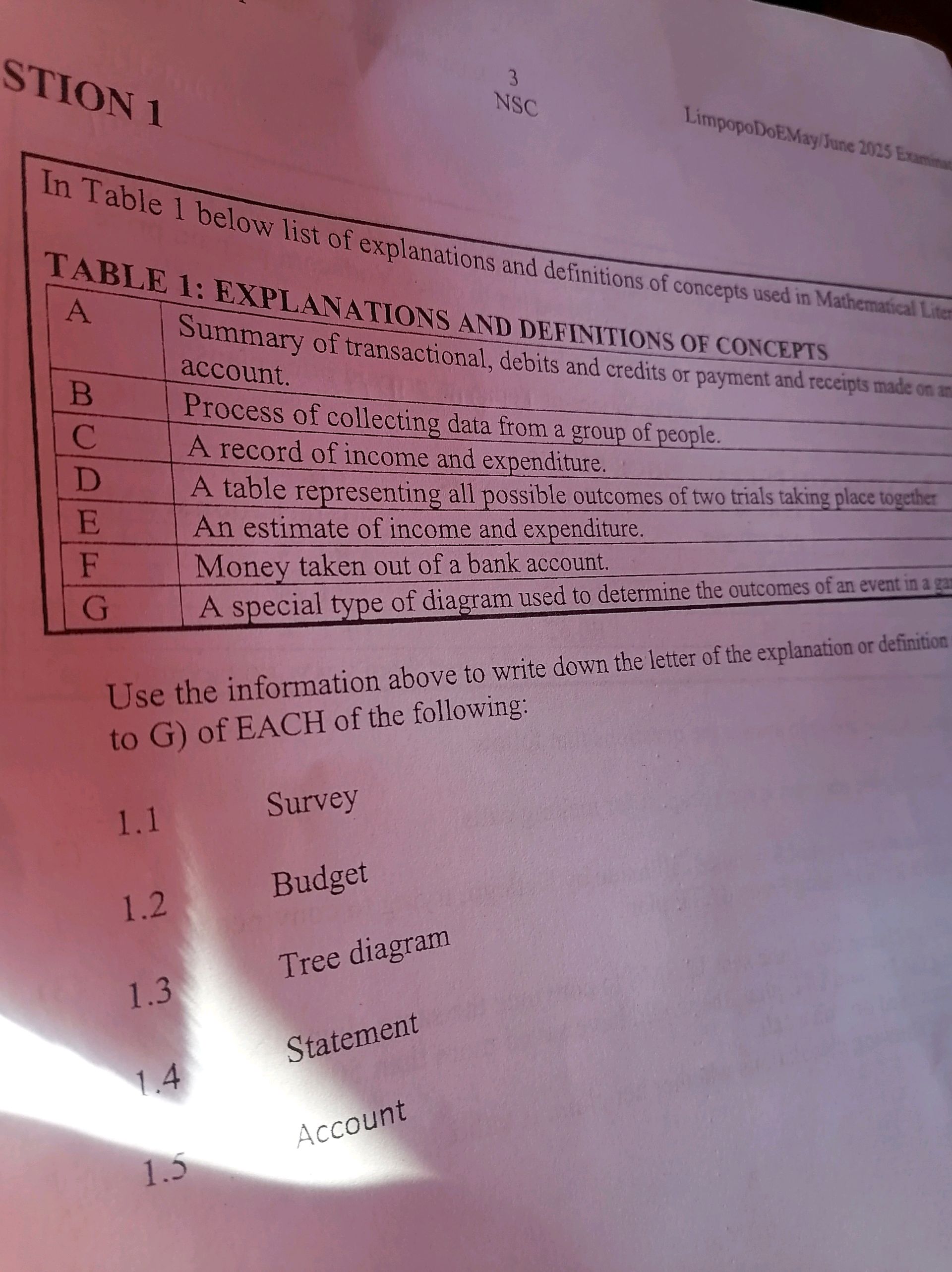 In Table 1 below list of explanations and | StudyX