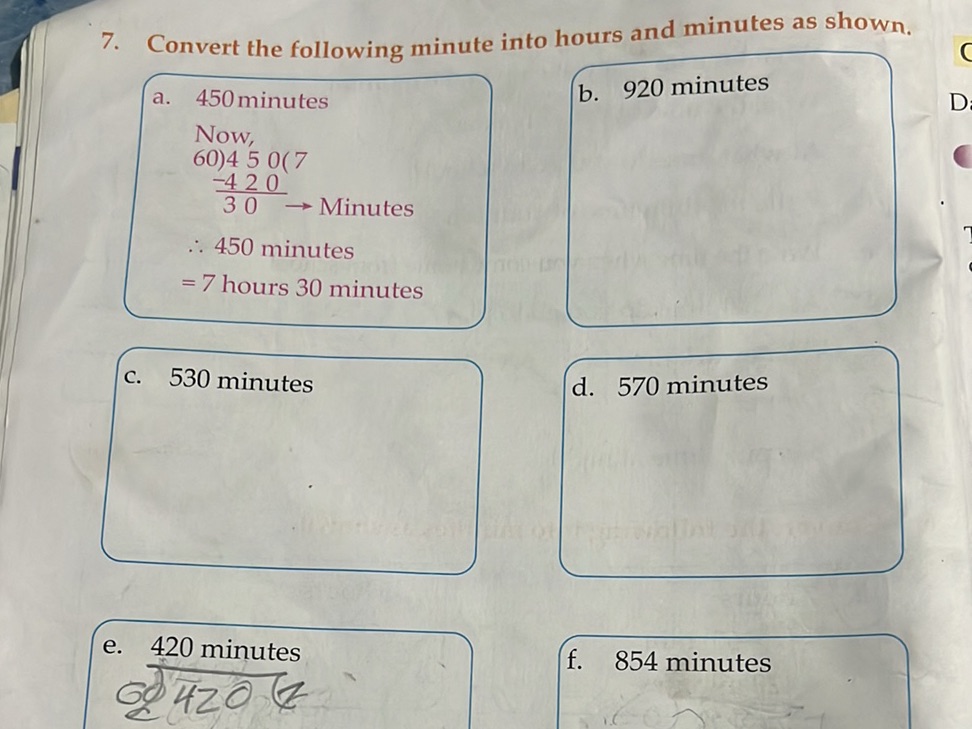 7. Convert the following minute into hours | StudyX