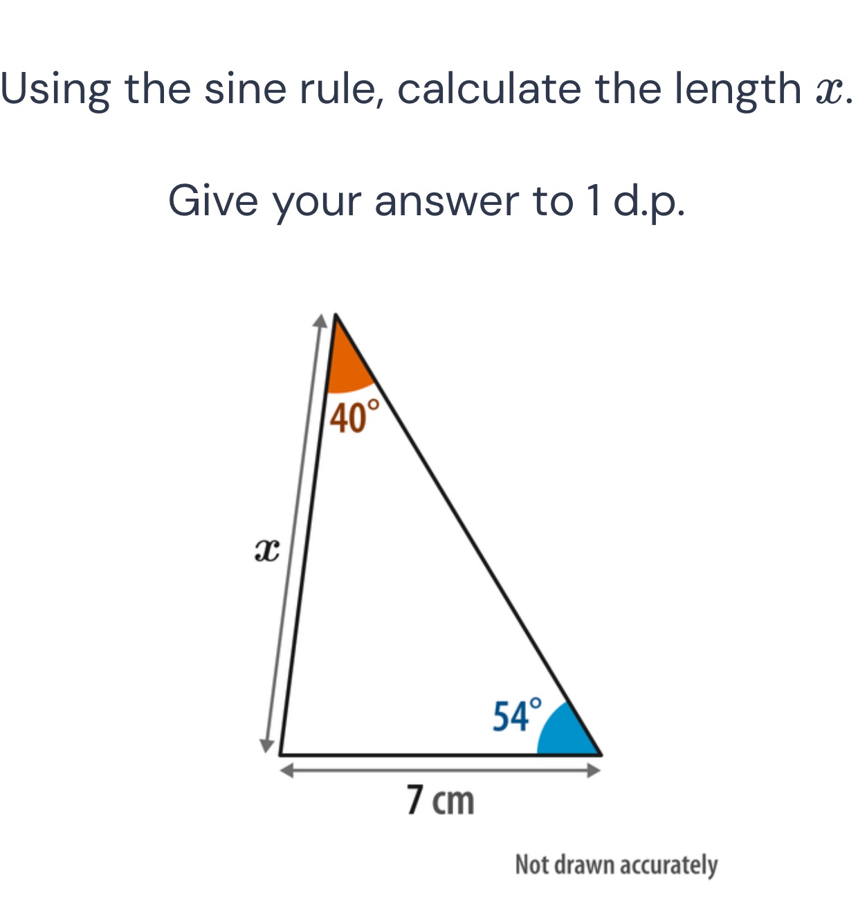 Using the sine rule, calculate the length | StudyX