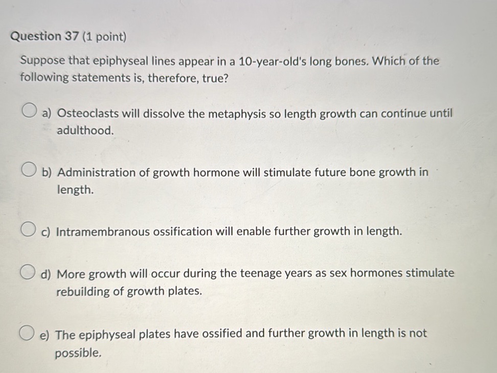 Question 37 (1 point) Suppose that | StudyX