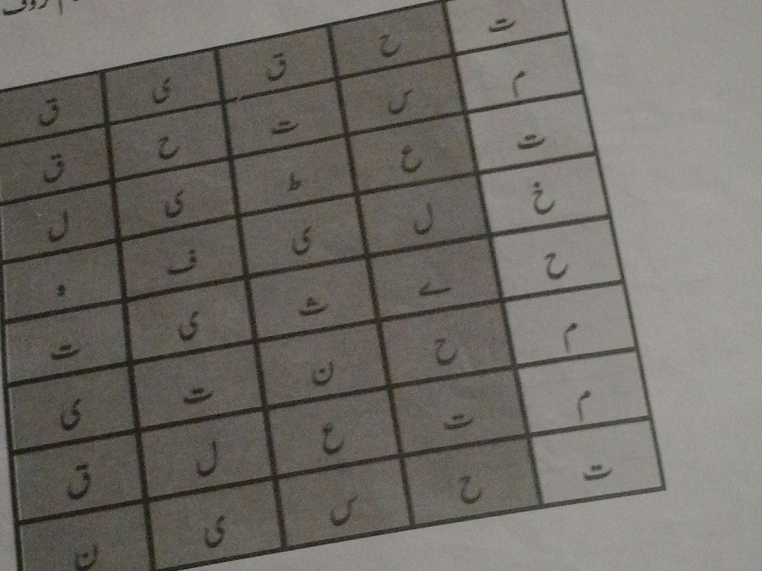 The image shows a grid of Arabic characters. | StudyX