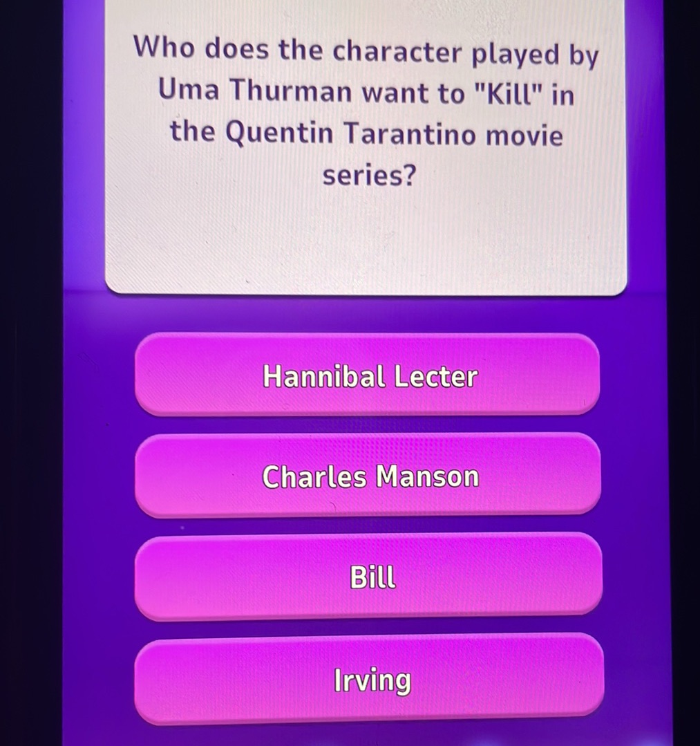 Who does the character played by Uma Thurman | StudyX