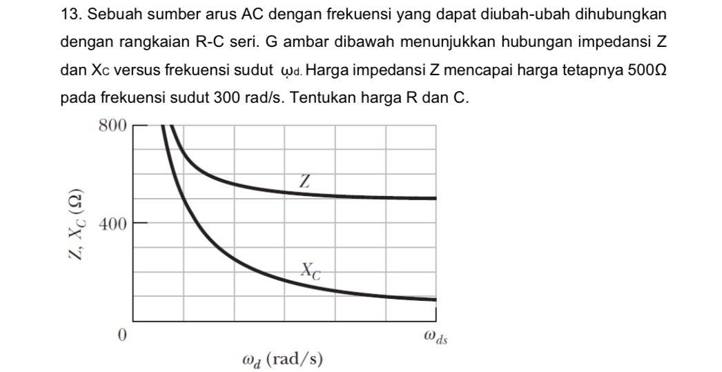 13. Sebuah sumber arus AC dengan frekuensi | StudyX