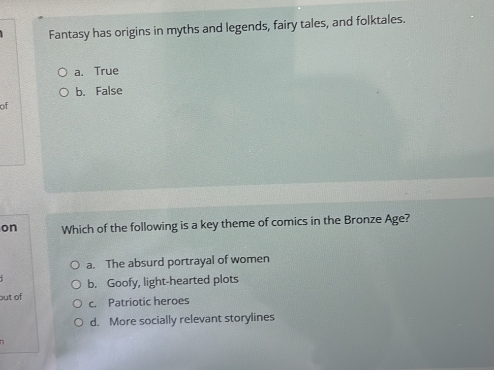 Fantasy has origins in myths and legends, | StudyX