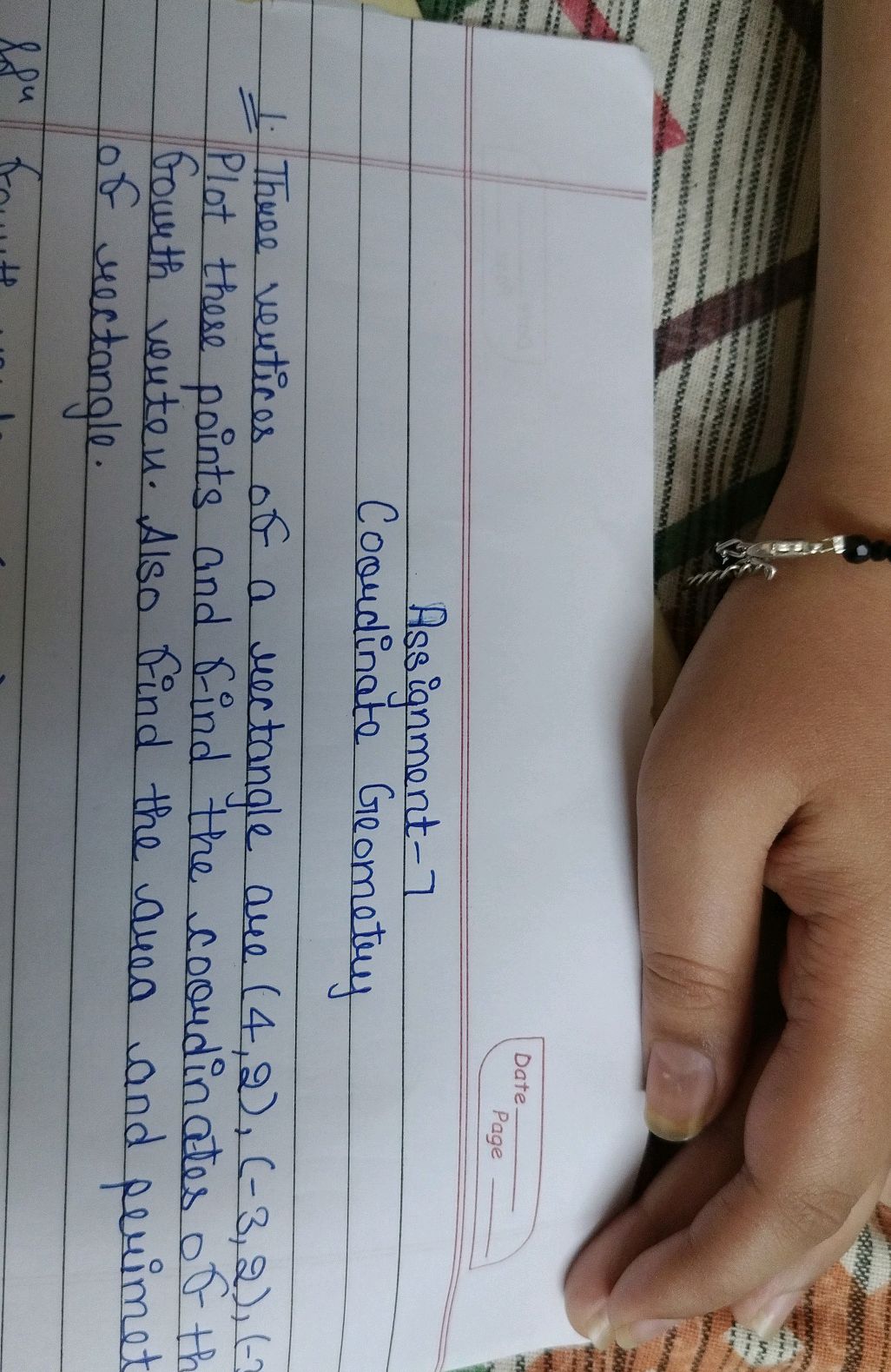 1. Three vertices of a rectangle are (4,2), | StudyX