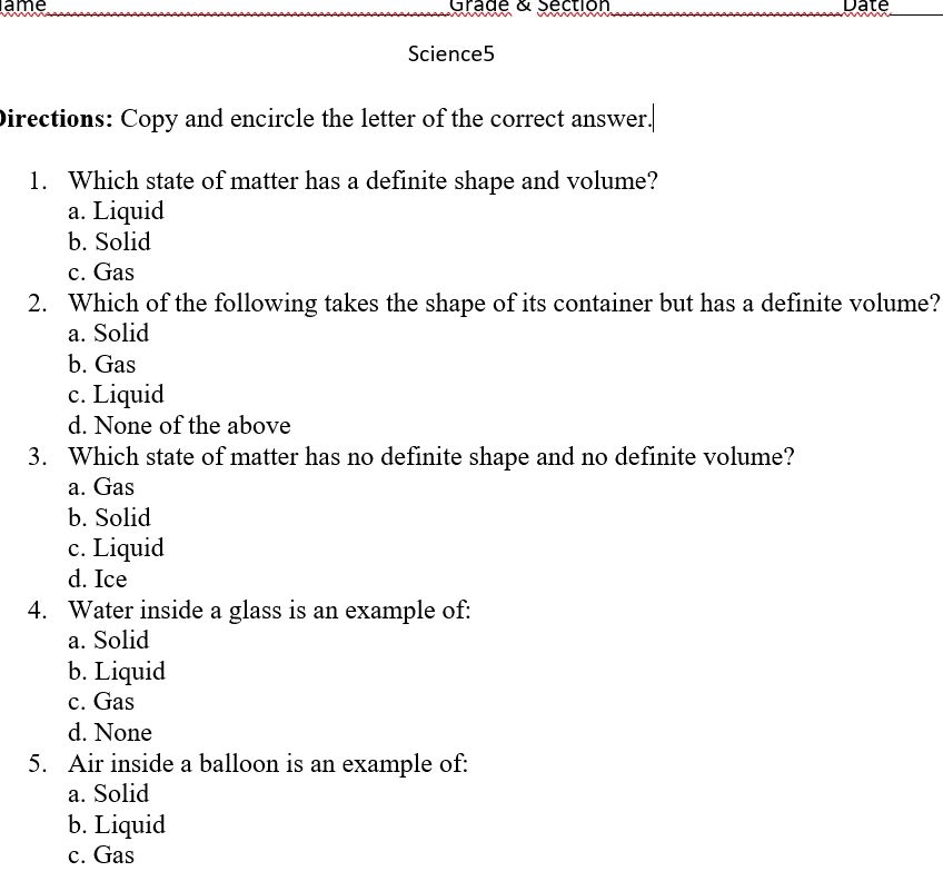 1. Which state of matter has a definite | StudyX