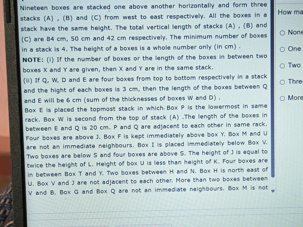 Nineteen boxes are stacked one above another | StudyX