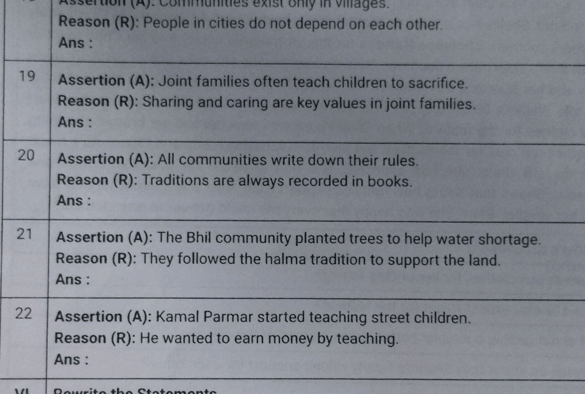 19 Assertion (A): Joint families often teach | StudyX