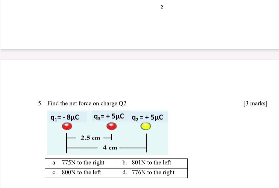 5. Find the net force on charge Q2 $q_1 = | StudyX