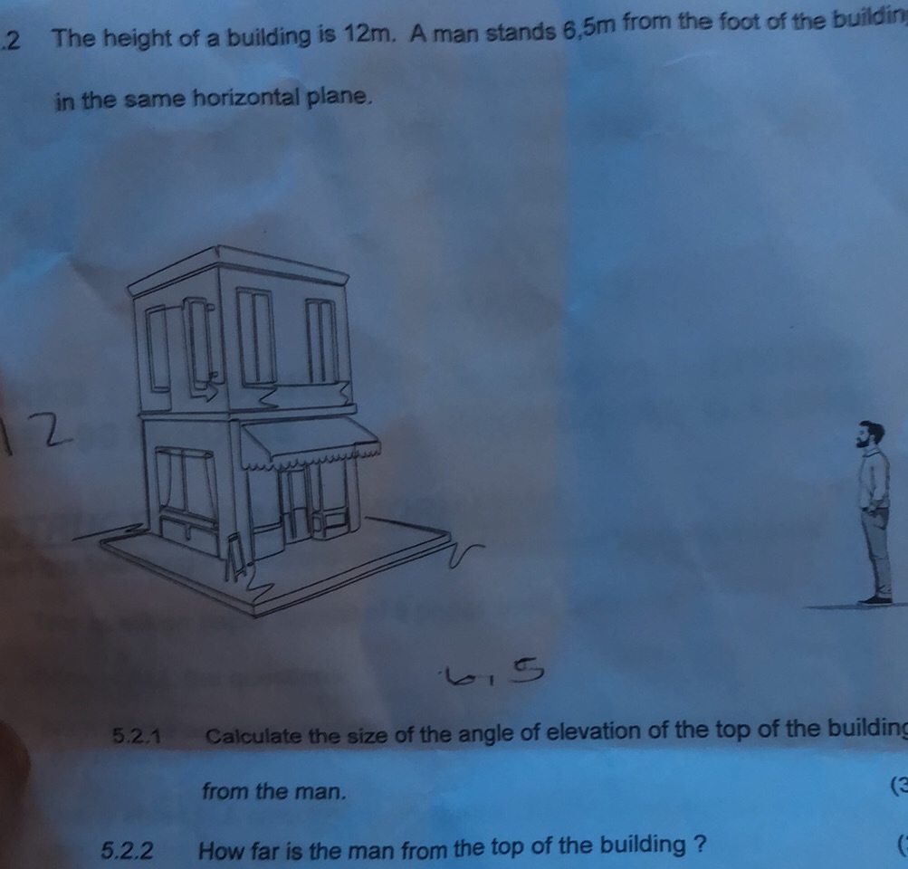 The height of a building is 12m. A man | StudyX