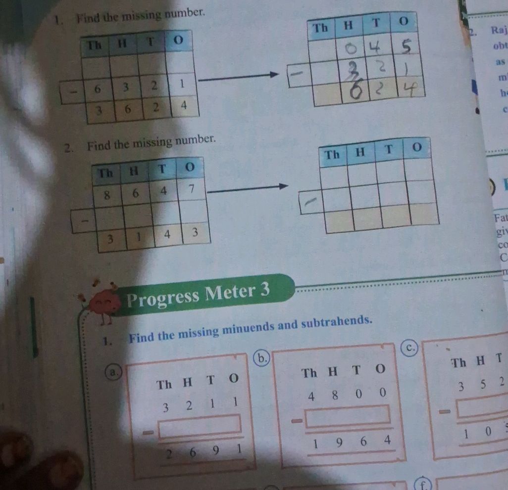 1. Find the missing number. | Th | H | T | | StudyX
