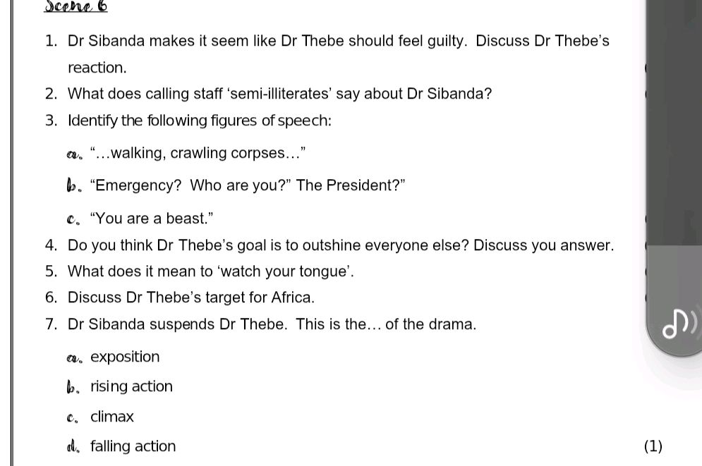 1. Dr Sibanda makes it seem like Dr Thebe | StudyX