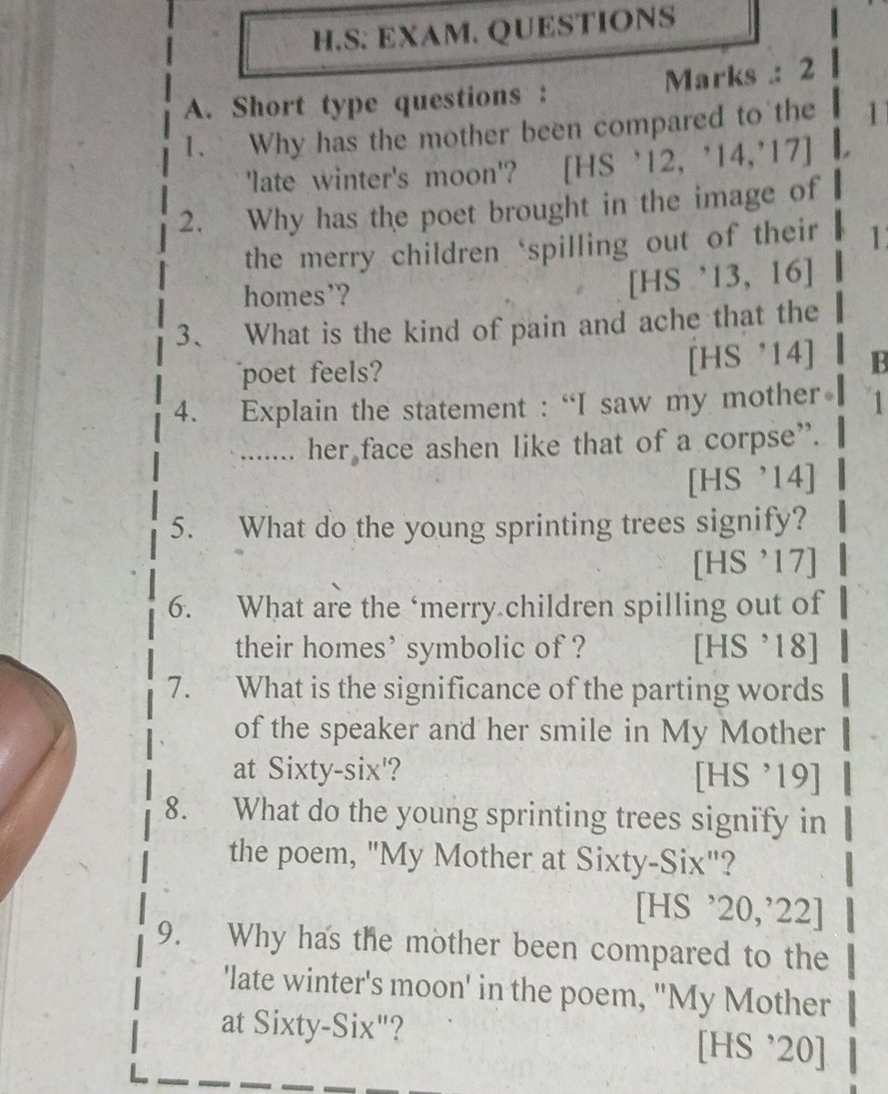 A. Short type questions : 1. Why has the | StudyX