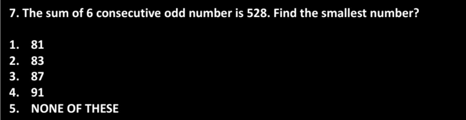 7. The sum of 6 consecutive odd number is | StudyX